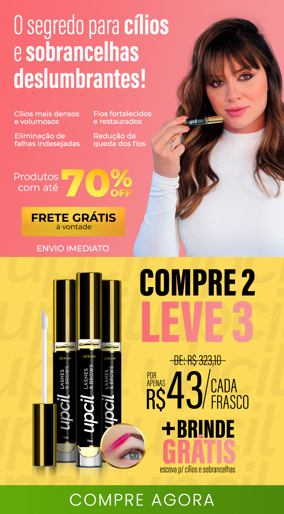 Upcil - Sérum para Crescimento dos Cílios e Sobrancelhas